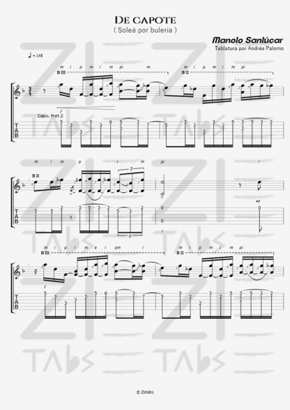 Falseta de Soleá por bulería "De capote", Manolo Sanlúcar (TAB + Audio ...